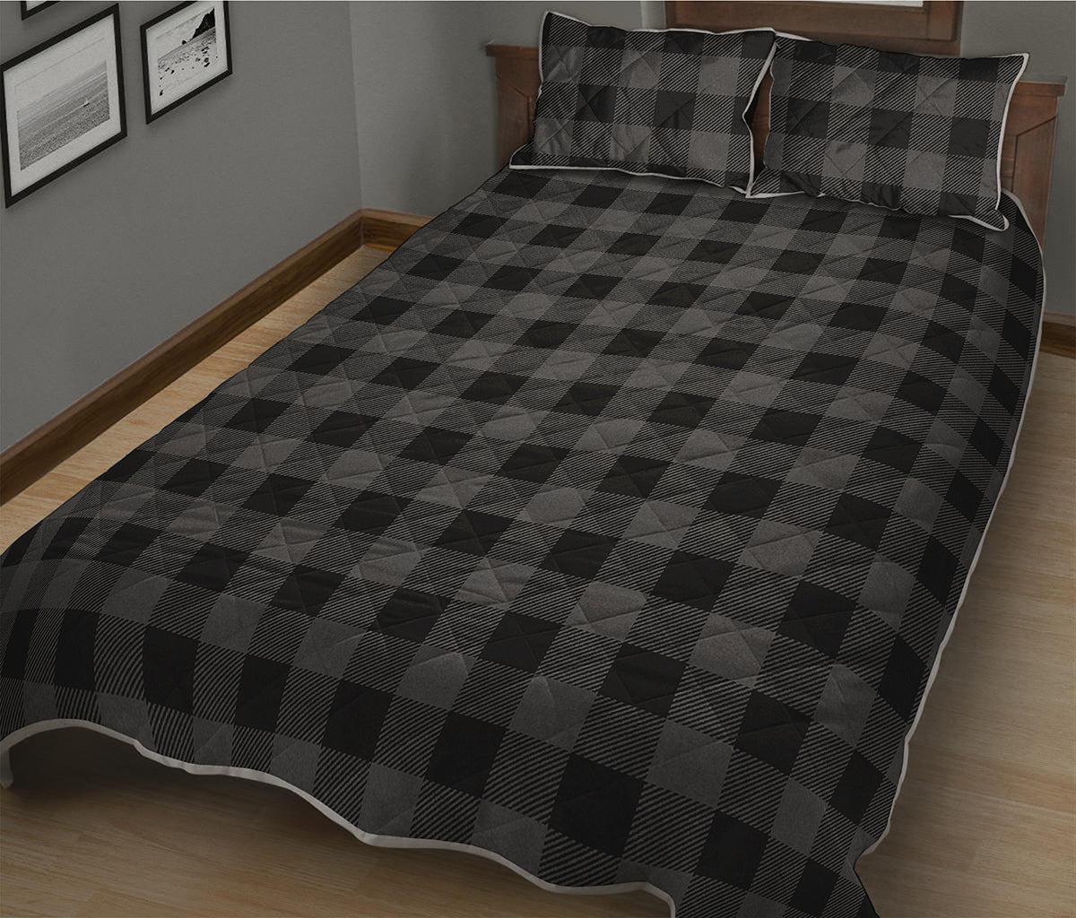 Dark Grey And Black Buffalo Check Print Quilt Bed Set – GearFrost