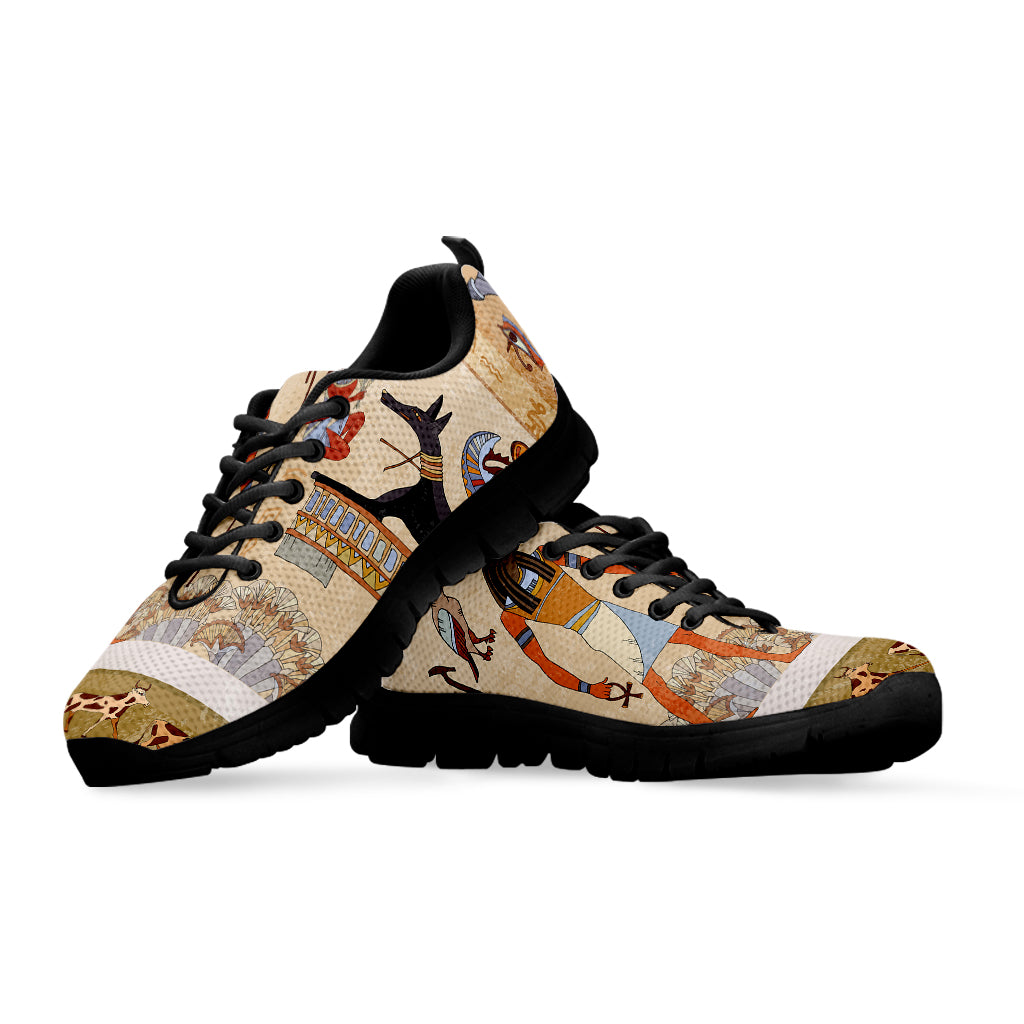 Egyptian Gods And Pharaohs Print Black Running Shoes – GearFrost