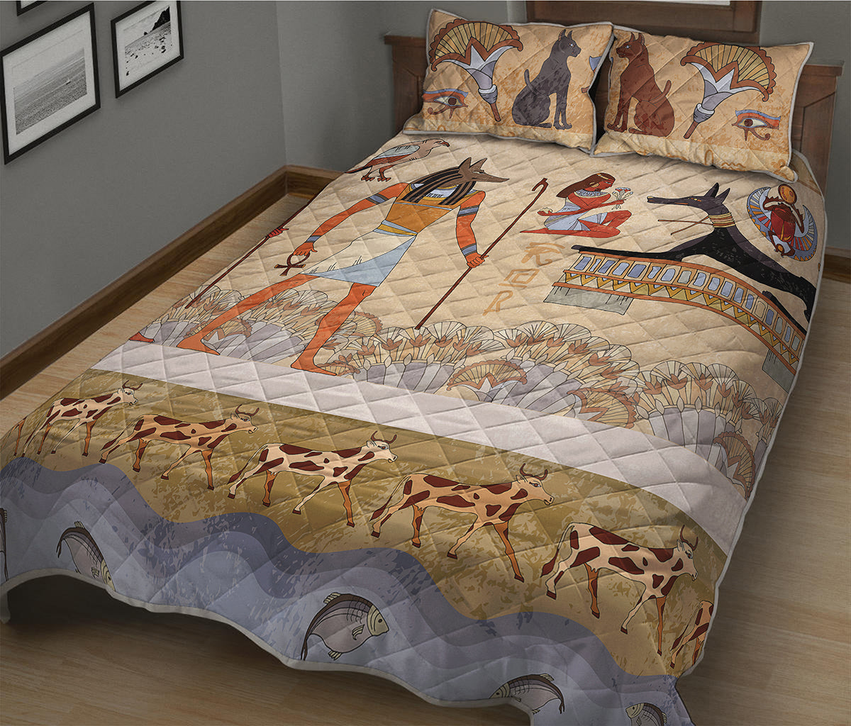 Egyptian Gods And Pharaohs Print Quilt Bed Set – GearFrost