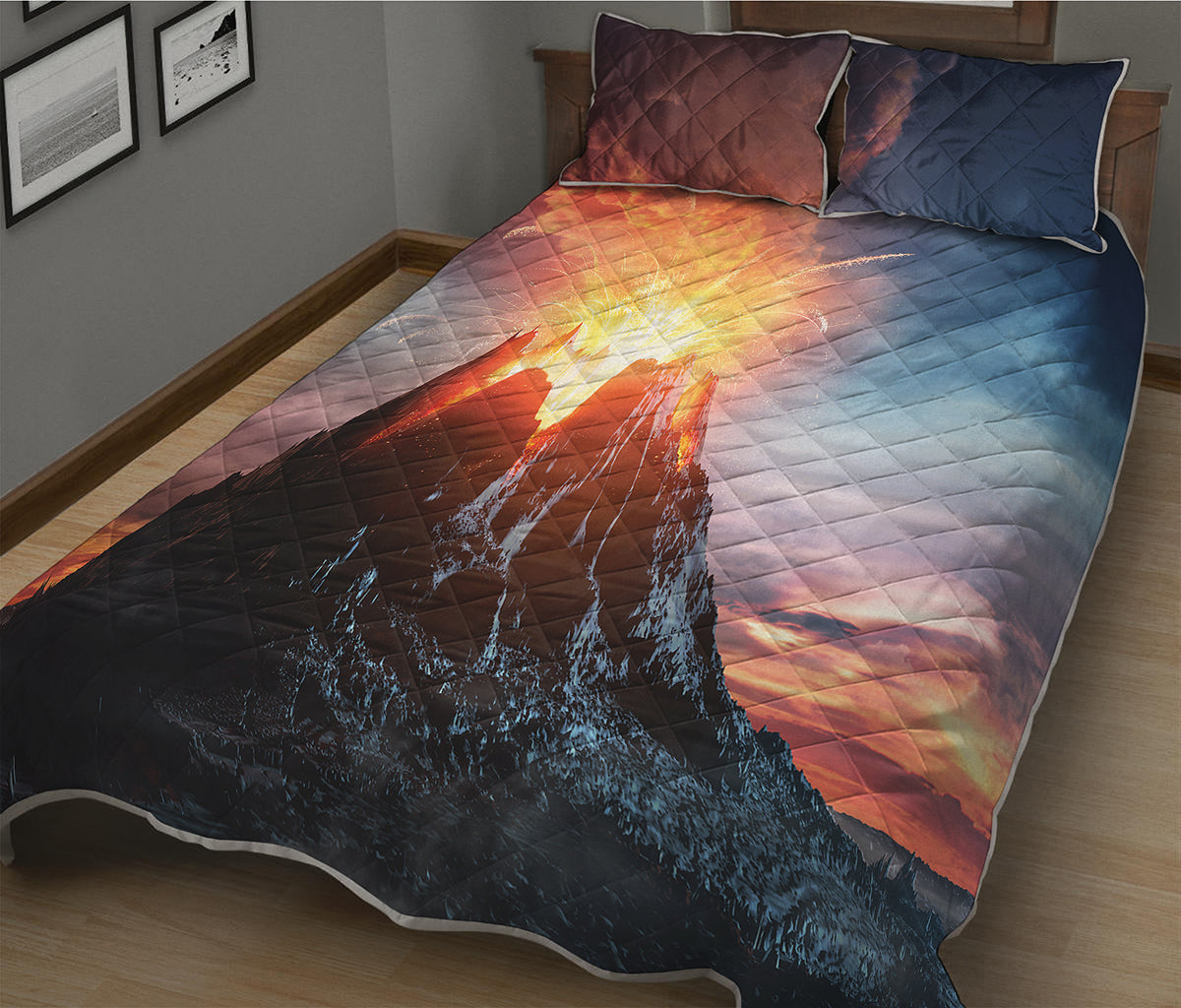 Erupting Volcano Print Quilt Bed Set – GearFrost