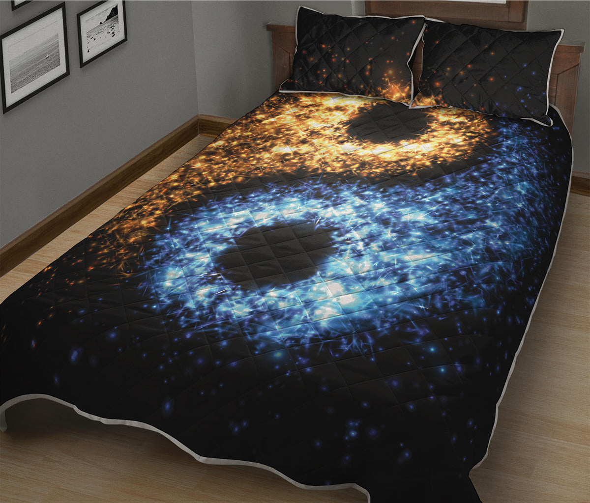 Fire And Ice Sparkle Yin Yang Print Quilt Bed Set – GearFrost