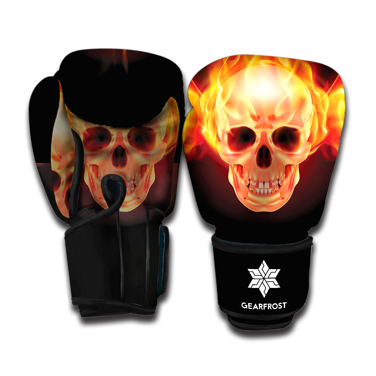 Flaming Skull With Fire Wings Print Boxing Gloves – GearFrost