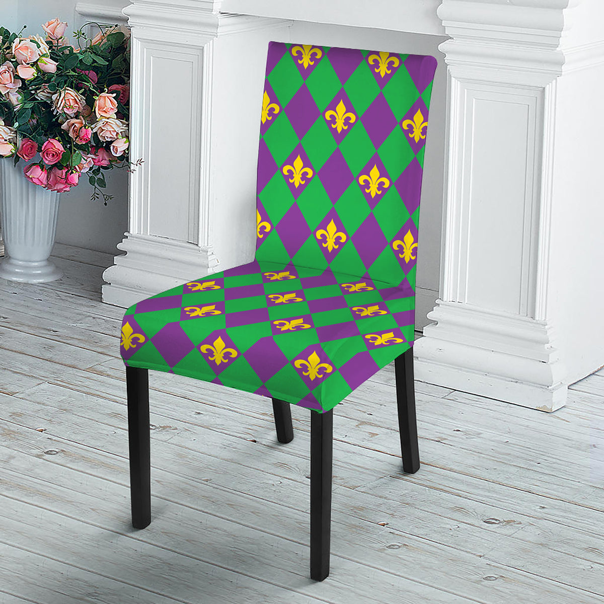 Fleur-De-Lis Mardi Gras Pattern Print Dining Chair Slipcover – GearFrost