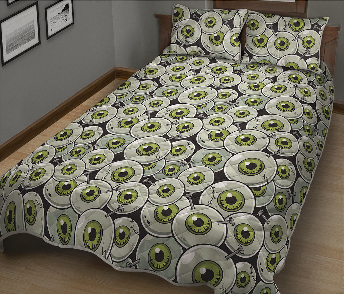Frankenstein Eyeball Pattern Print Quilt Bed Set – GearFrost