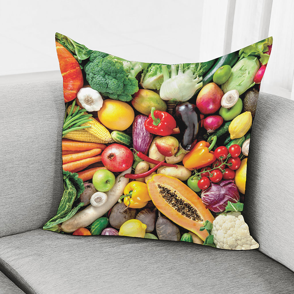 Fresh Fruits And Vegetables Print Pillow Cover – GearFrost