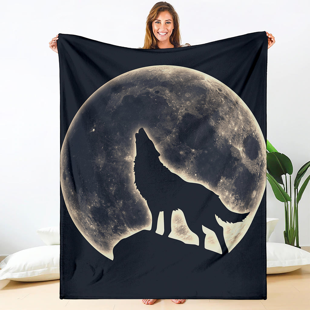 Full Moon Howling Wolf Print Blanket – GearFrost