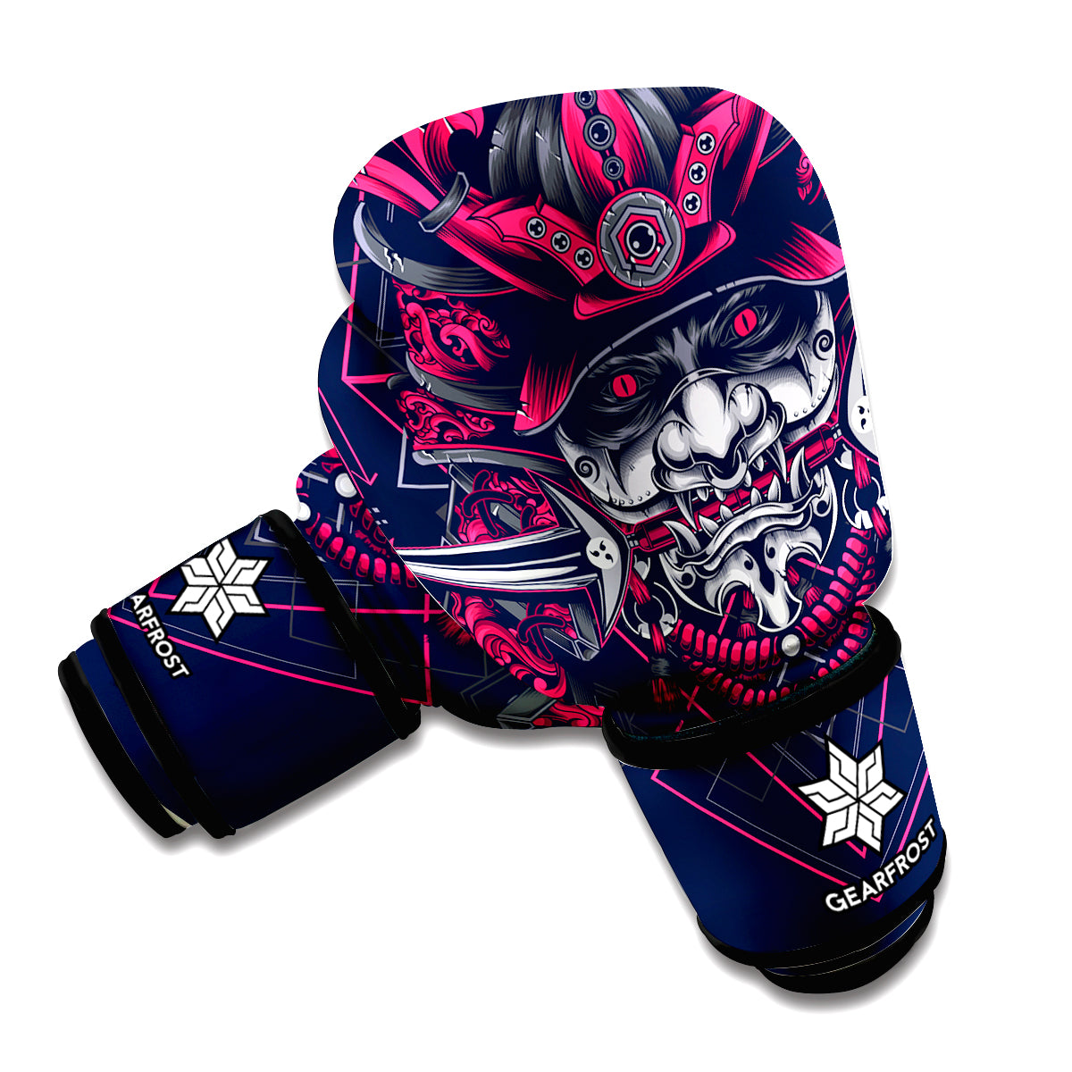 Geometric Samurai Mask Print Boxing Gloves – GearFrost