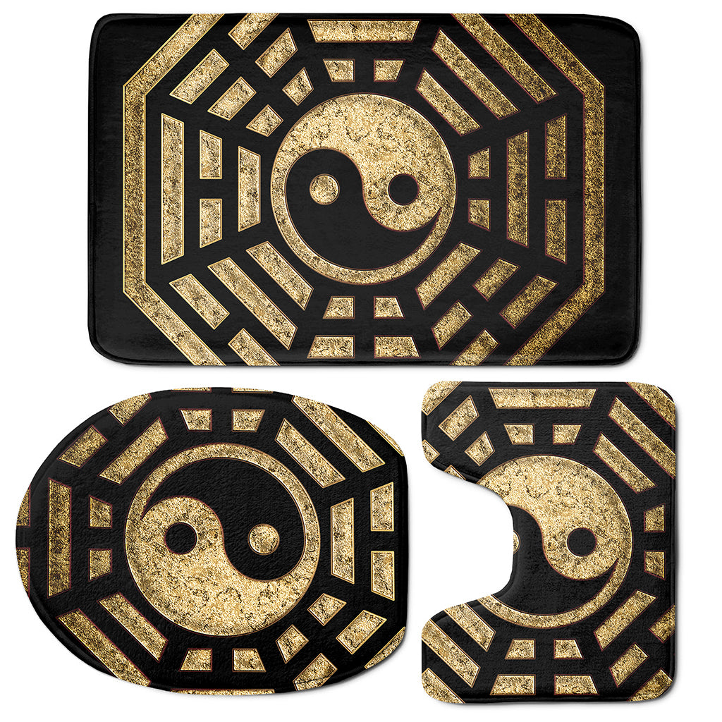 Gold Bagua Yin Yang Print 3 Piece Bath Mat Set – GearFrost