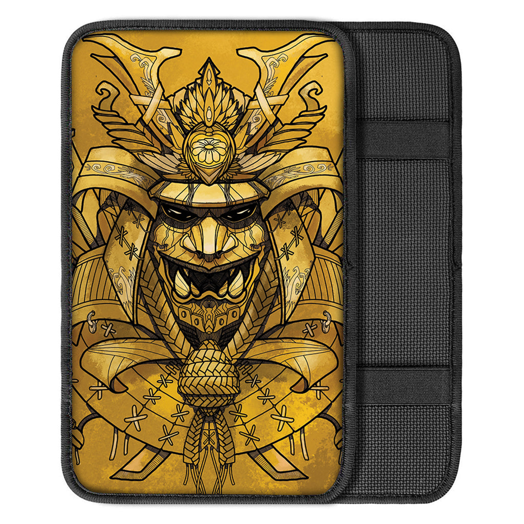 Gold Samurai Mask Print Car Center Console Cover – GearFrost