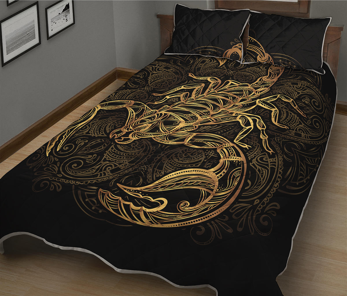 Gold Scorpio Print Quilt Bed Set – GearFrost
