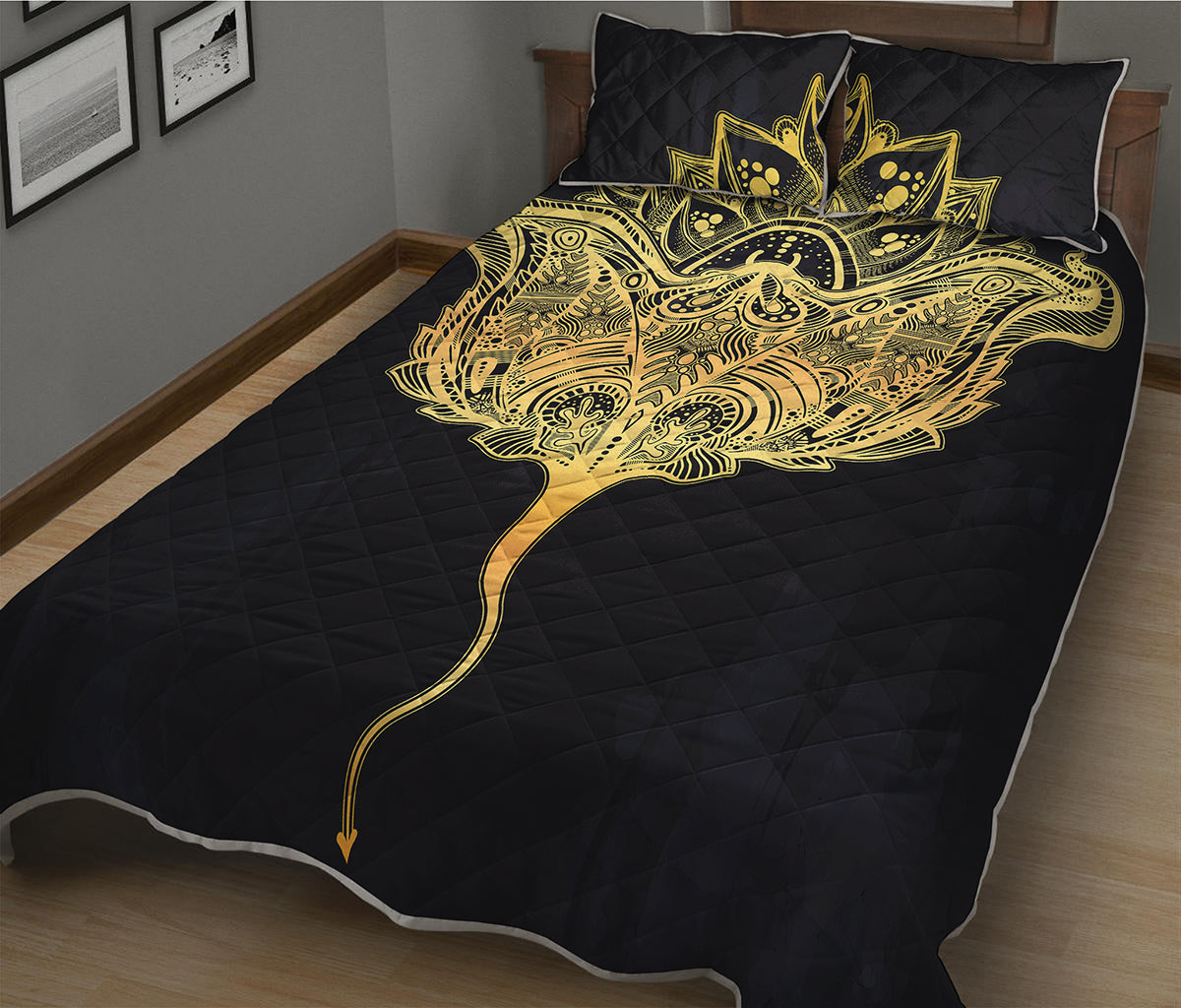 Golden Spiritual Stingray Print Quilt Bed Set – GearFrost