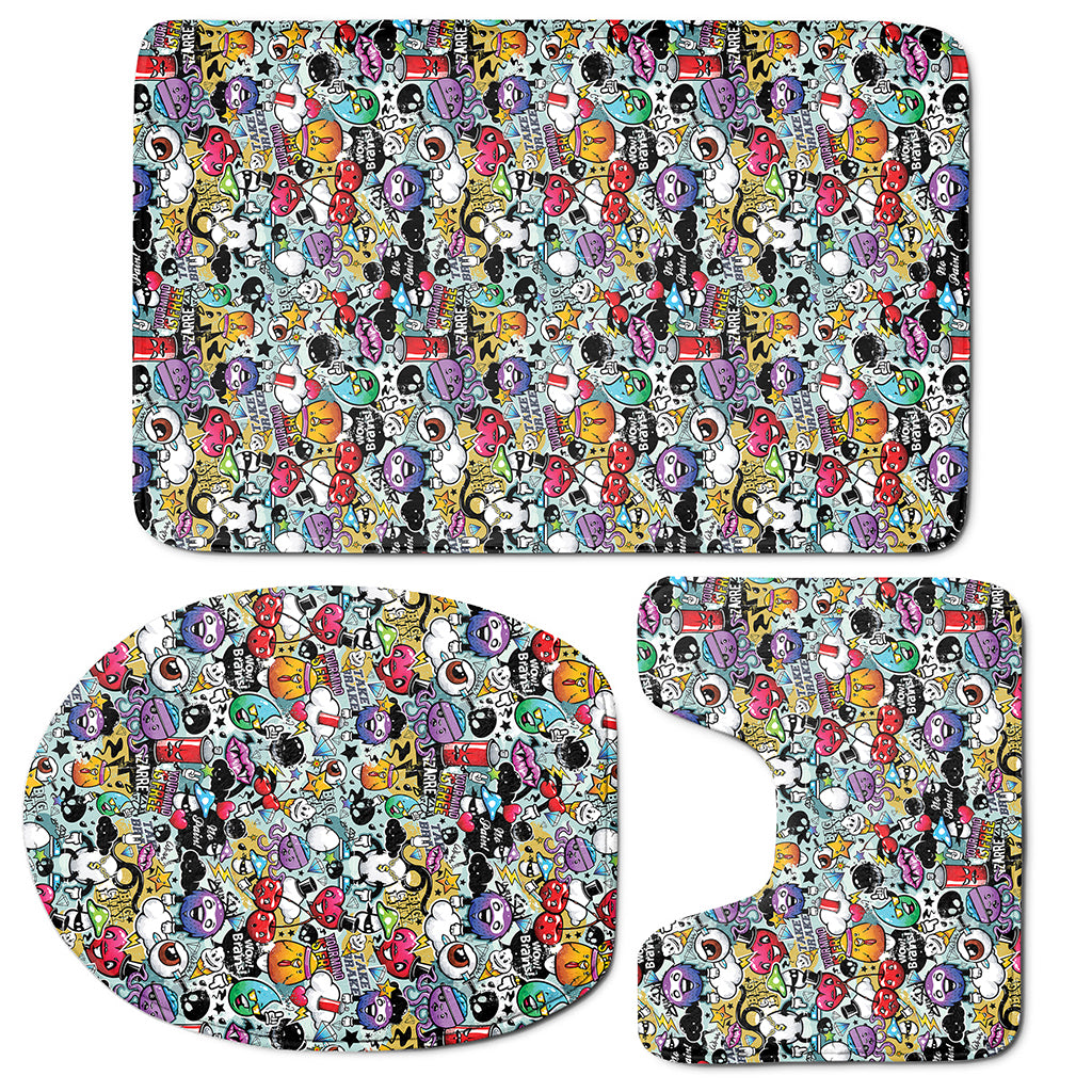 Graffiti Cartoon Characters Print 3 Piece Bath Mat Set – GearFrost
