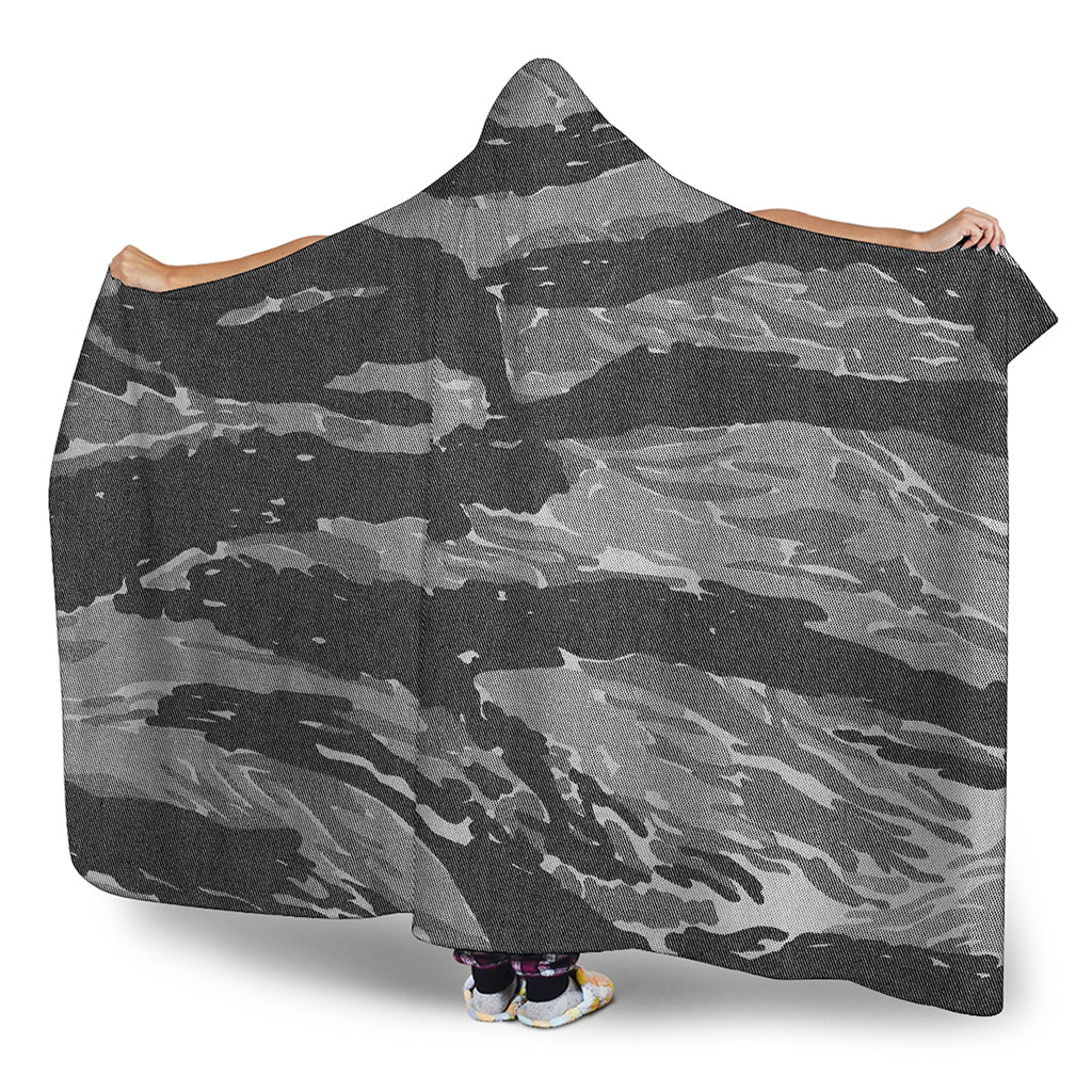 Grey Tiger Stripe Camouflage Print Hooded Blanket – GearFrost