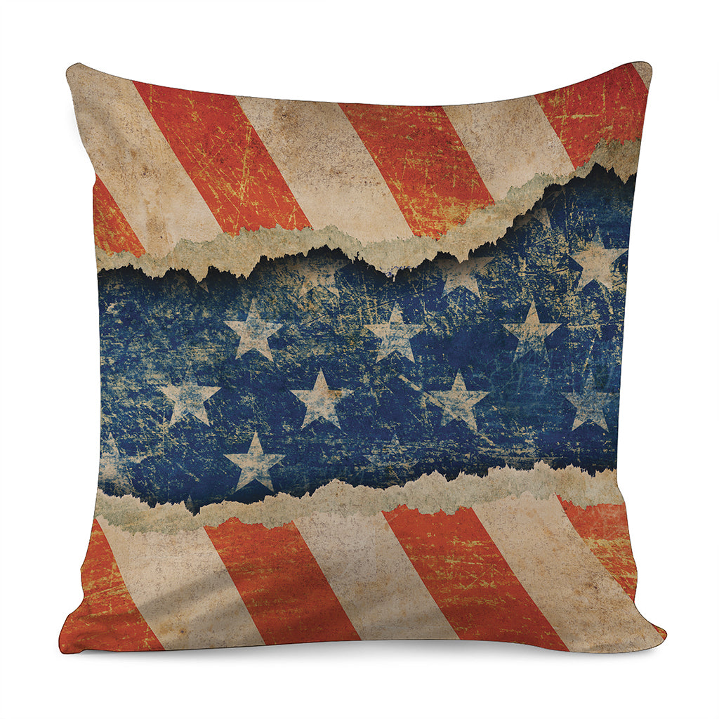 Grunge Ripped Paper American Flag Print Pillow Cover – GearFrost