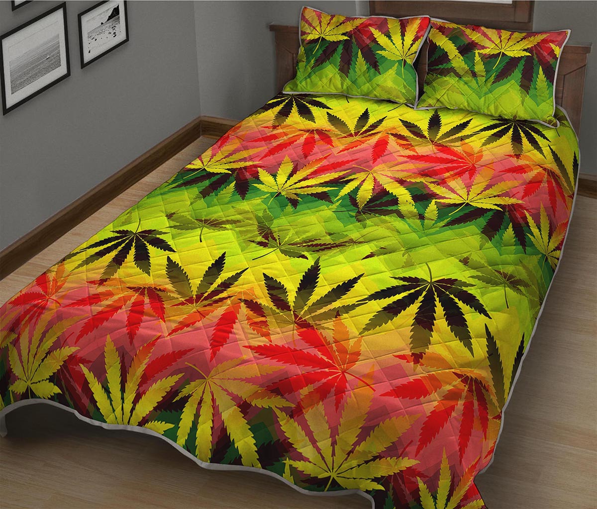 Hemp Leaf Reggae Pattern Print Quilt Bed Set – GearFrost