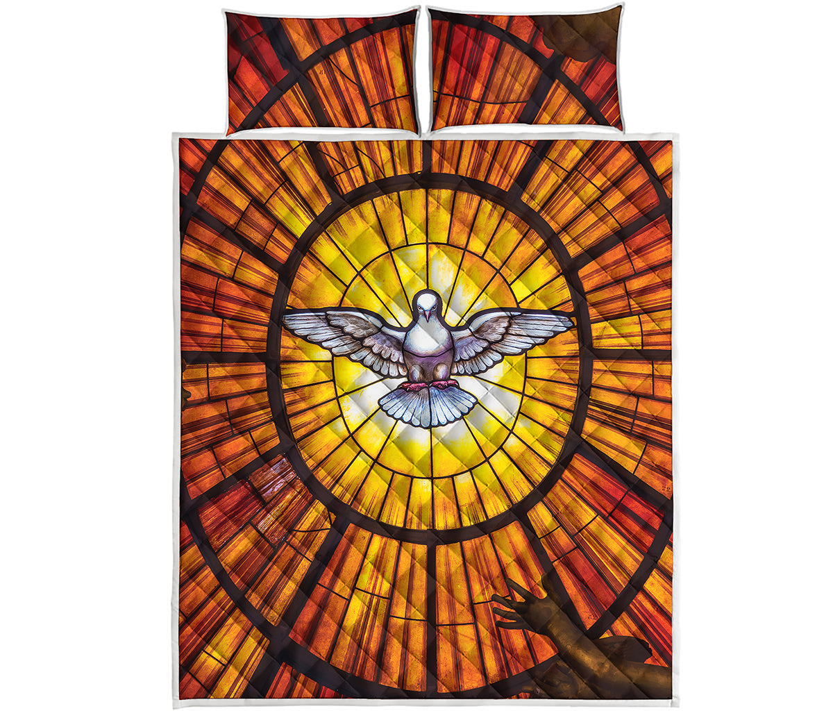 Holy Spirit Dove Stained Glass Print Quilt Bed Set – GearFrost