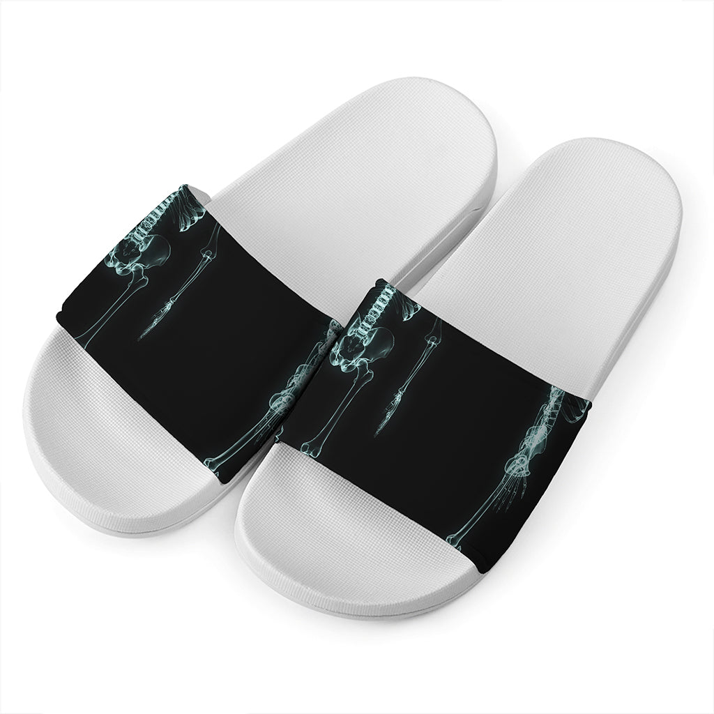 Human Skeleton X-Ray Print White Slide Sandals – GearFrost