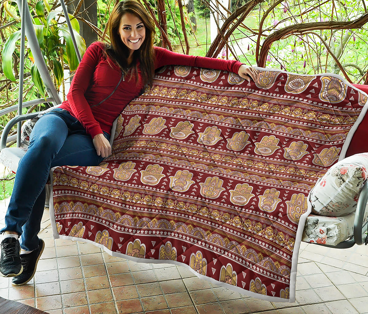 Indian Hamsa Hand Print Quilt – GearFrost