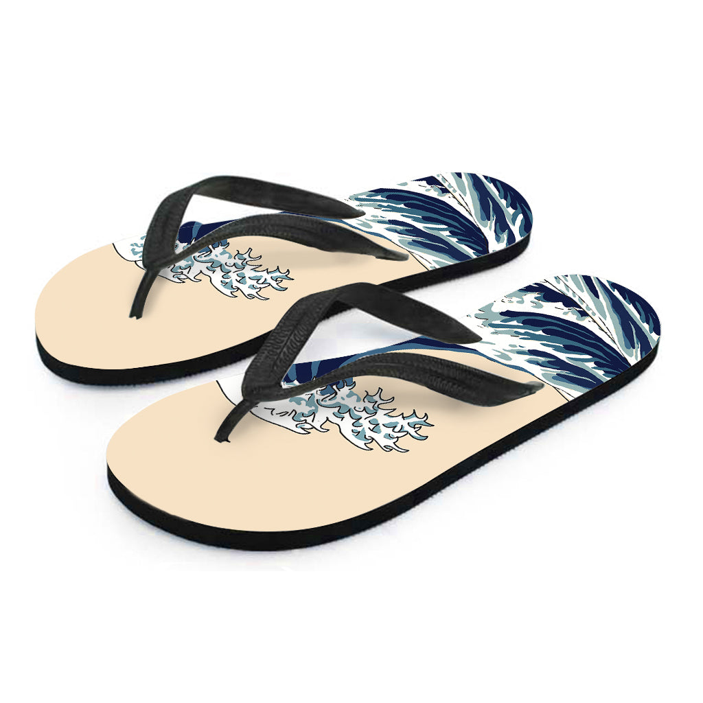 Japanese Ocean Wave Print Flip Flops – GearFrost