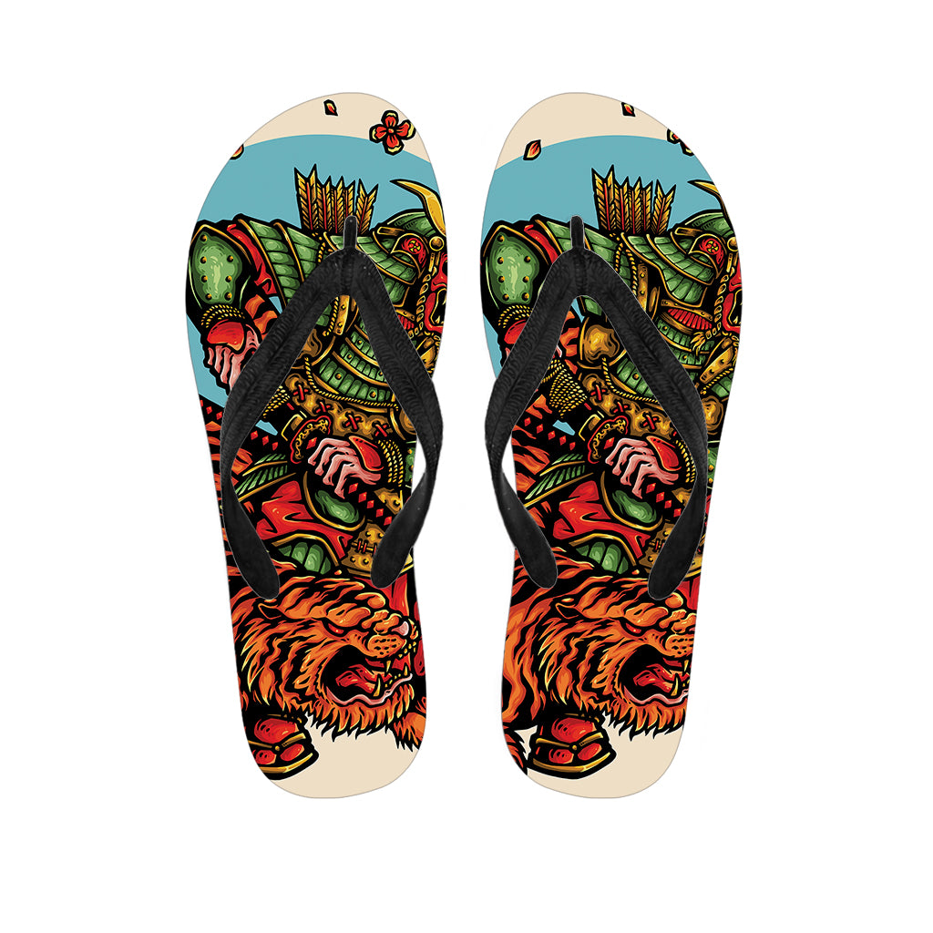 Japanese Samurai And Tiger Print Flip Flops – GearFrost