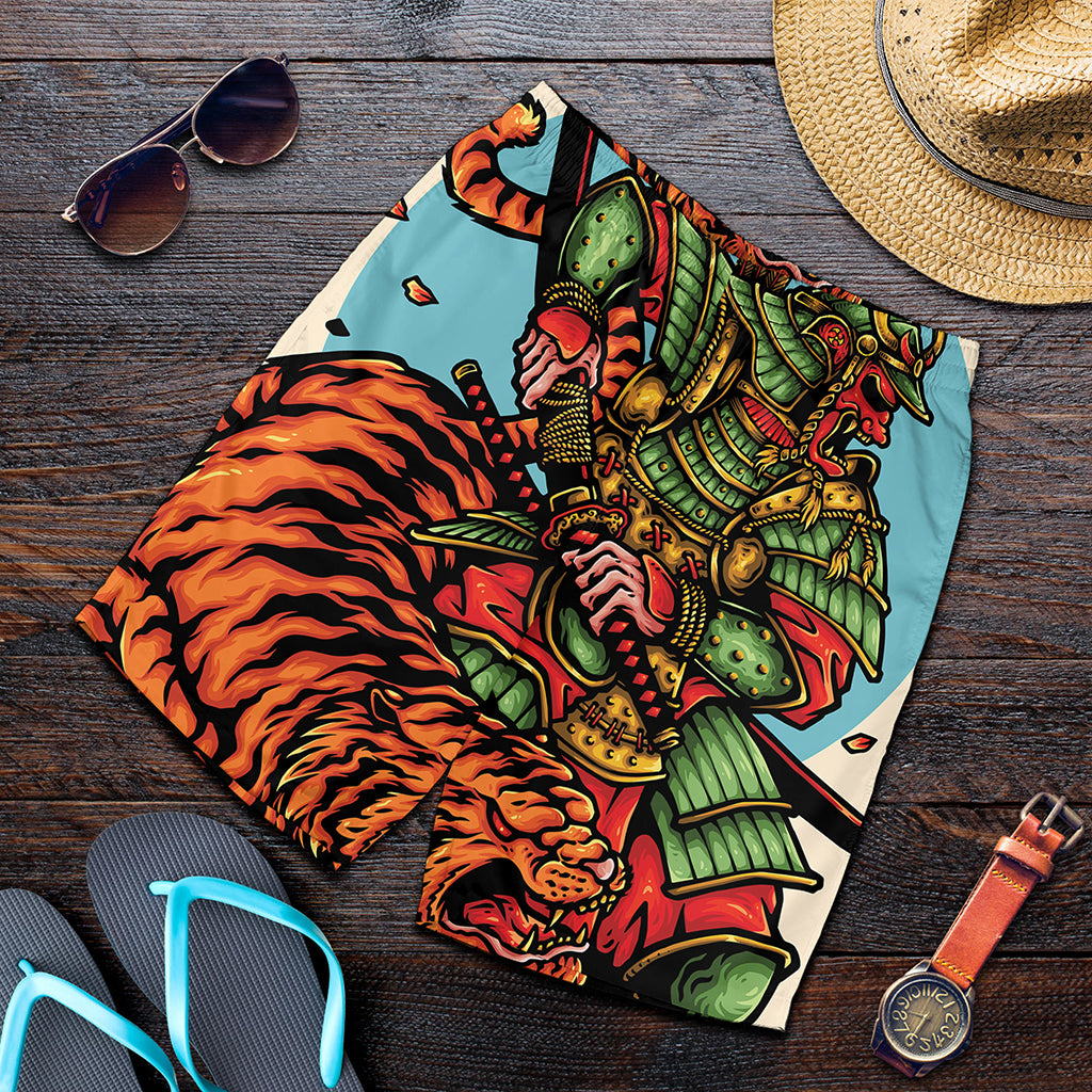 Japanese Samurai And Tiger Print Men's Shorts – GearFrost