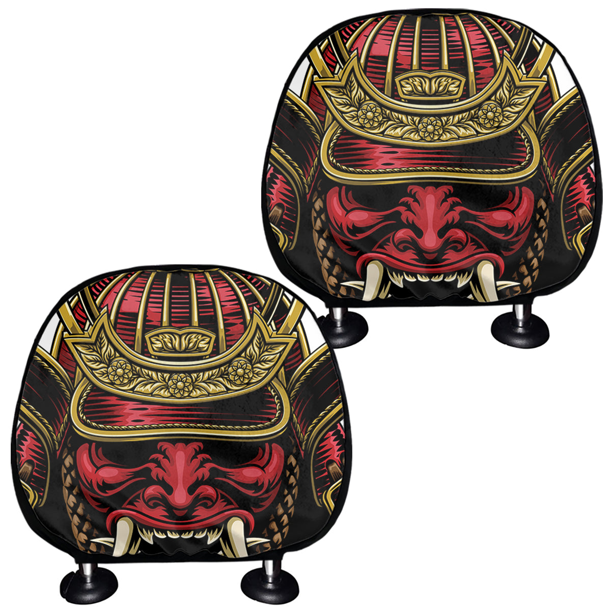 Japanese Samurai Helmet Print Car Headrest Covers – GearFrost