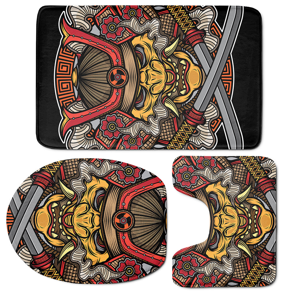 Japanese Samurai Mask Print 3 Piece Bath Mat Set – GearFrost