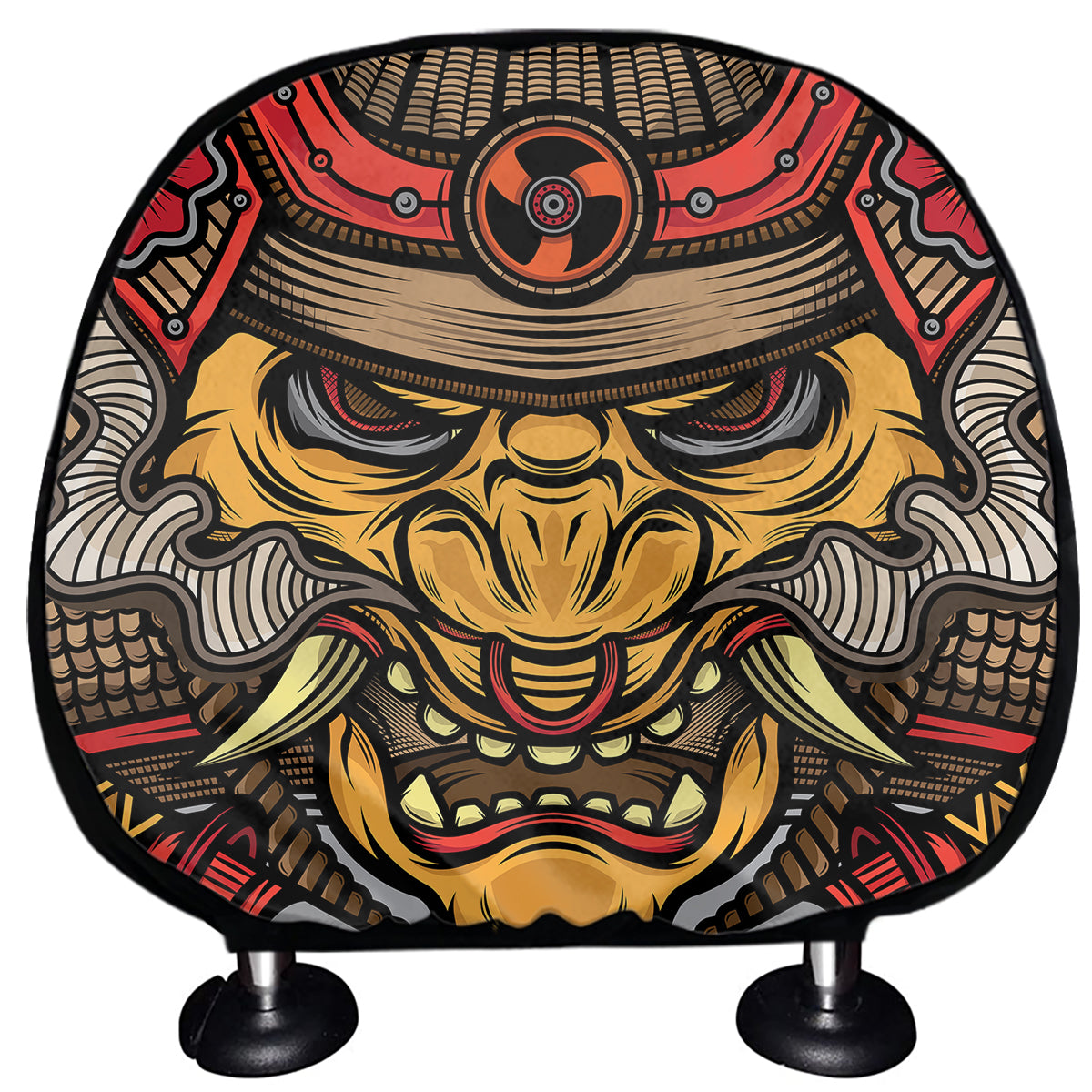 Japanese Samurai Mask Print Car Headrest Covers – GearFrost