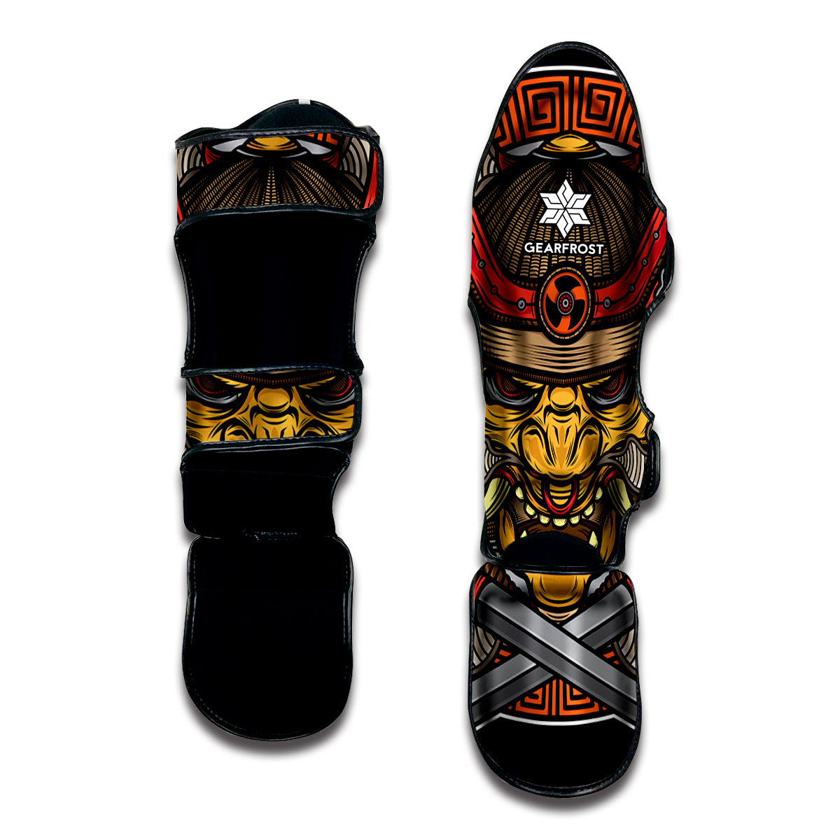 Japanese Samurai Mask Print Muay Thai Shin Guards – GearFrost
