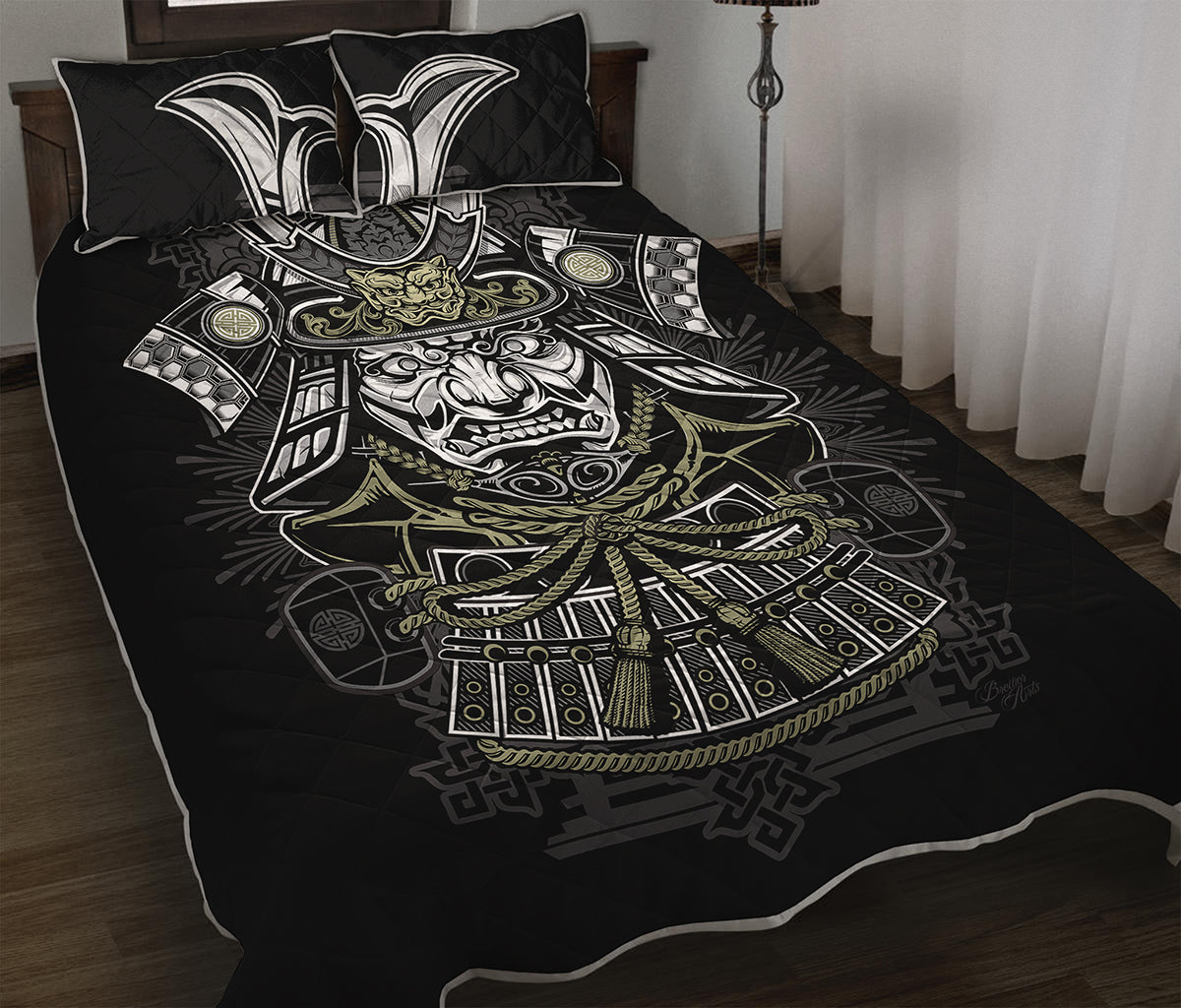 Japanese Samurai Warrior Print Quilt Bed Set – GearFrost