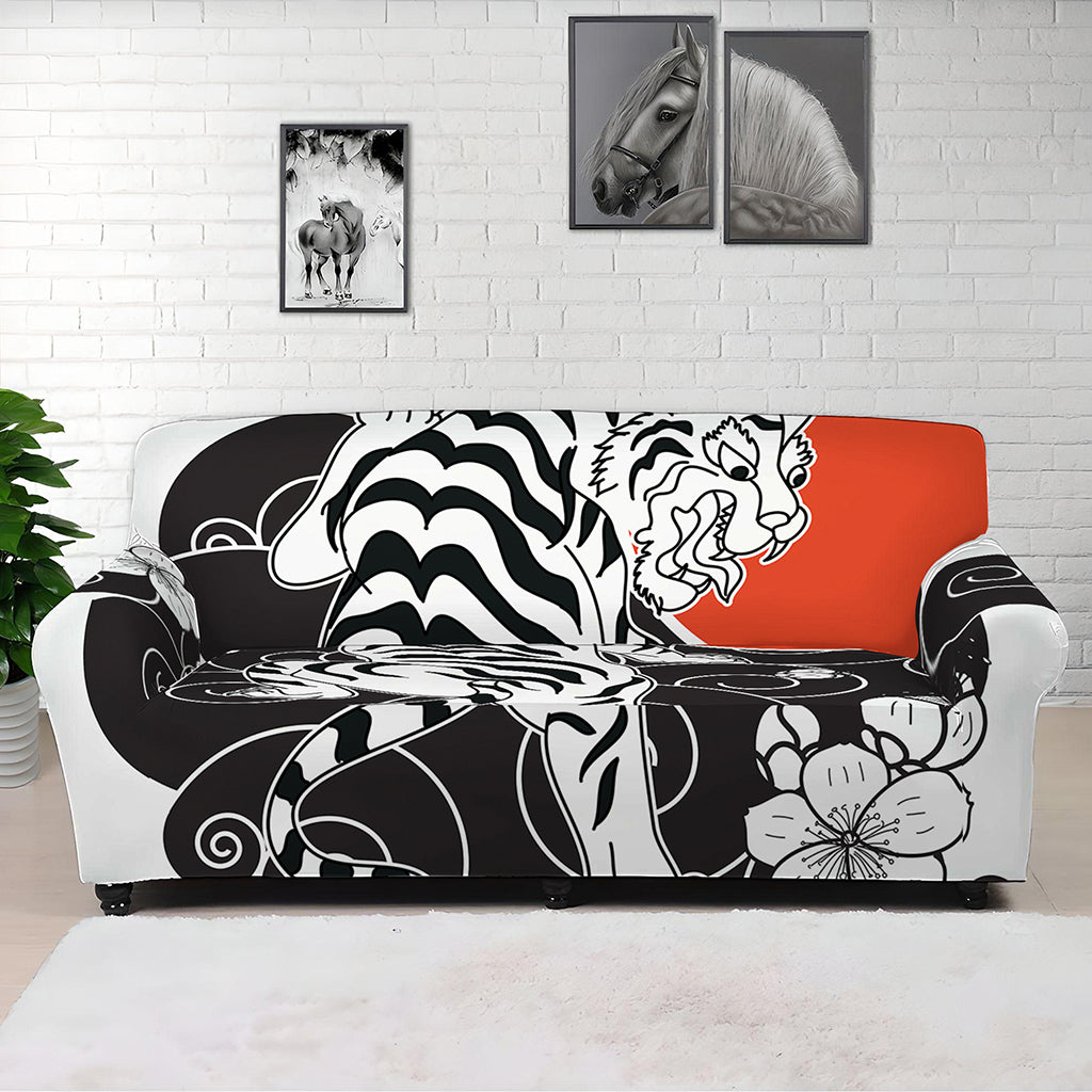 Japanese White Tiger Tattoo Print Sofa Cover – GearFrost