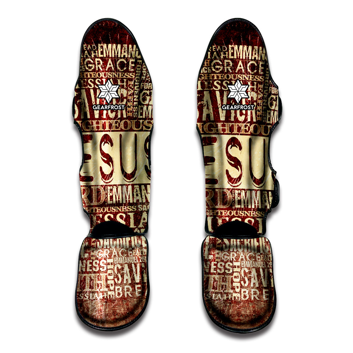 Jesus Religious Words Print Muay Thai Shin Guards – GearFrost