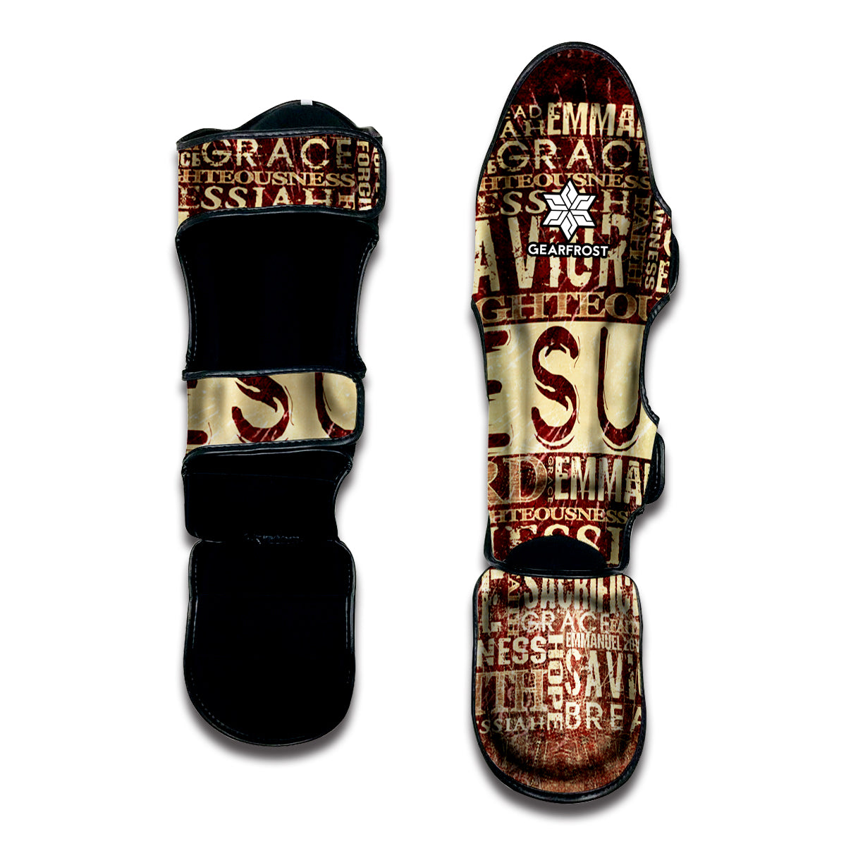 Jesus Religious Words Print Muay Thai Shin Guards – GearFrost