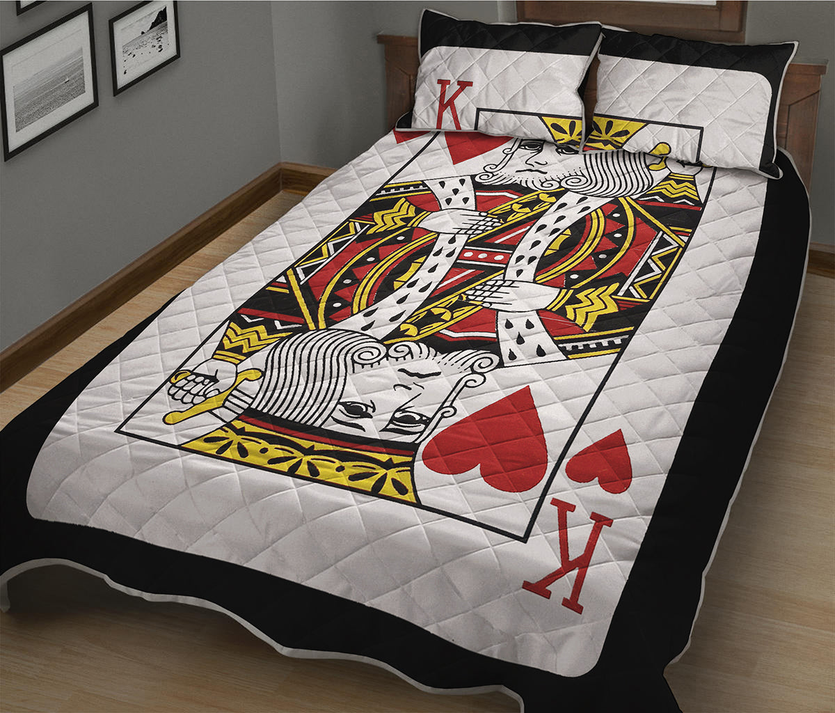 King Of Hearts Playing Card Print Quilt Bed Set – GearFrost