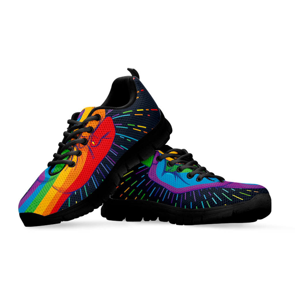 LGBT Pride Rainbow Hand Print Black Running Shoes – GearFrost