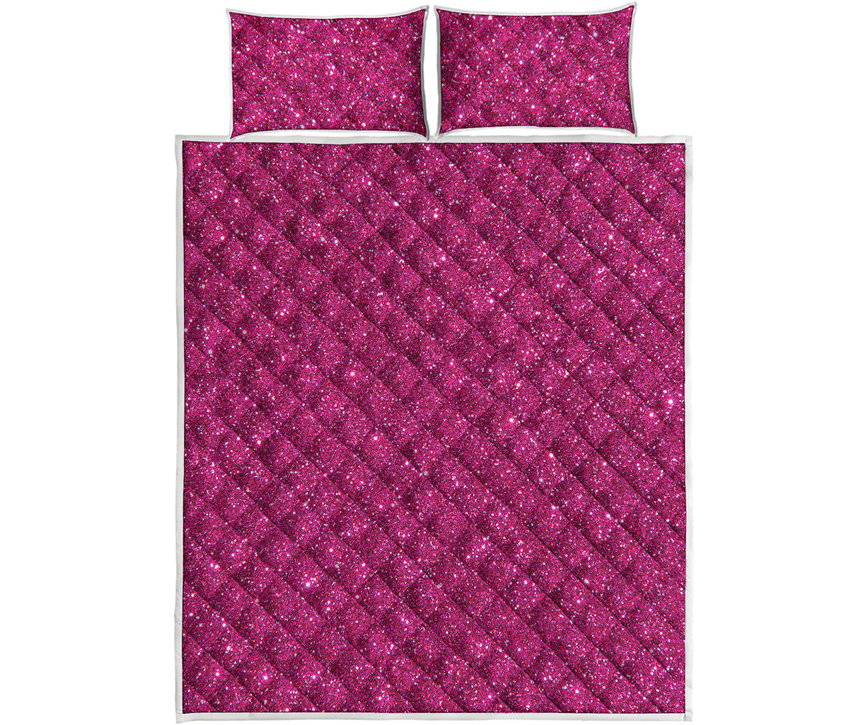Magenta Pink Glitter Artwork Print (NOT Real Glitter) Quilt Bed Set ...