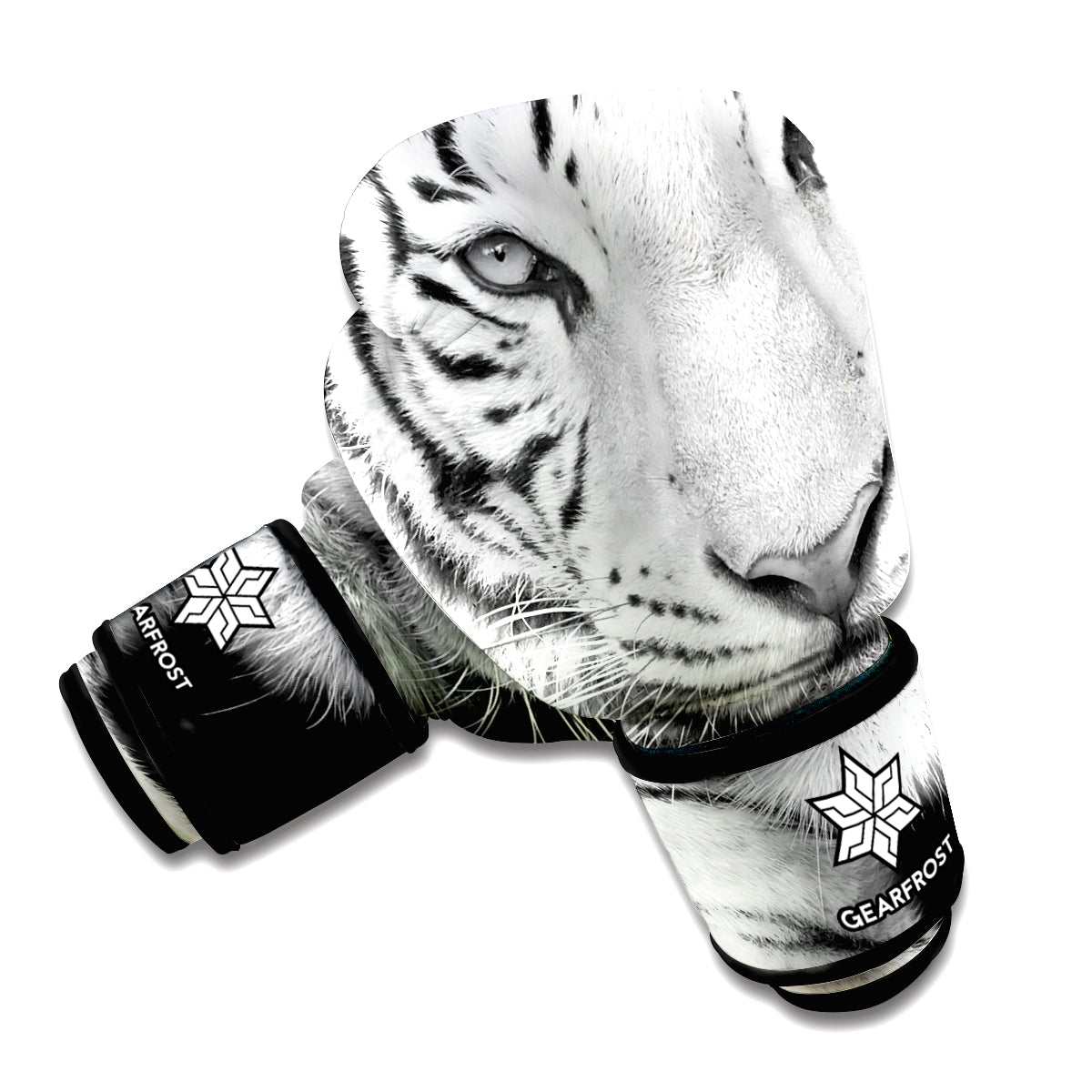 Monochrome White Bengal Tiger Print Boxing Gloves – GearFrost
