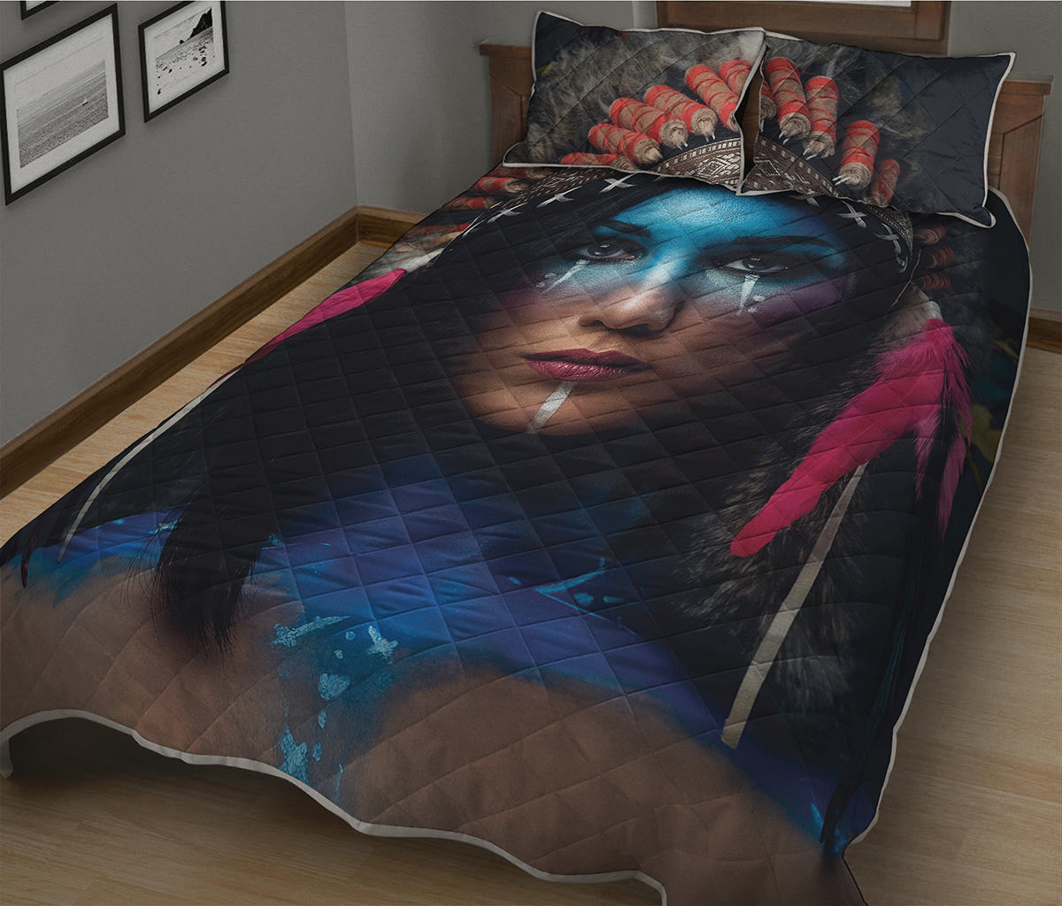 Native Indian Woman Portrait Print Quilt Bed Set – GearFrost