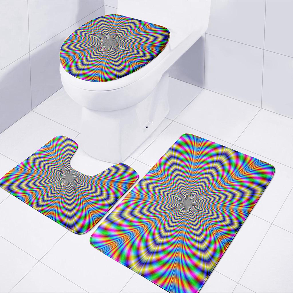 Octagonal Psychedelic Optical Illusion 3 Piece Bath Mat Set – GearFrost