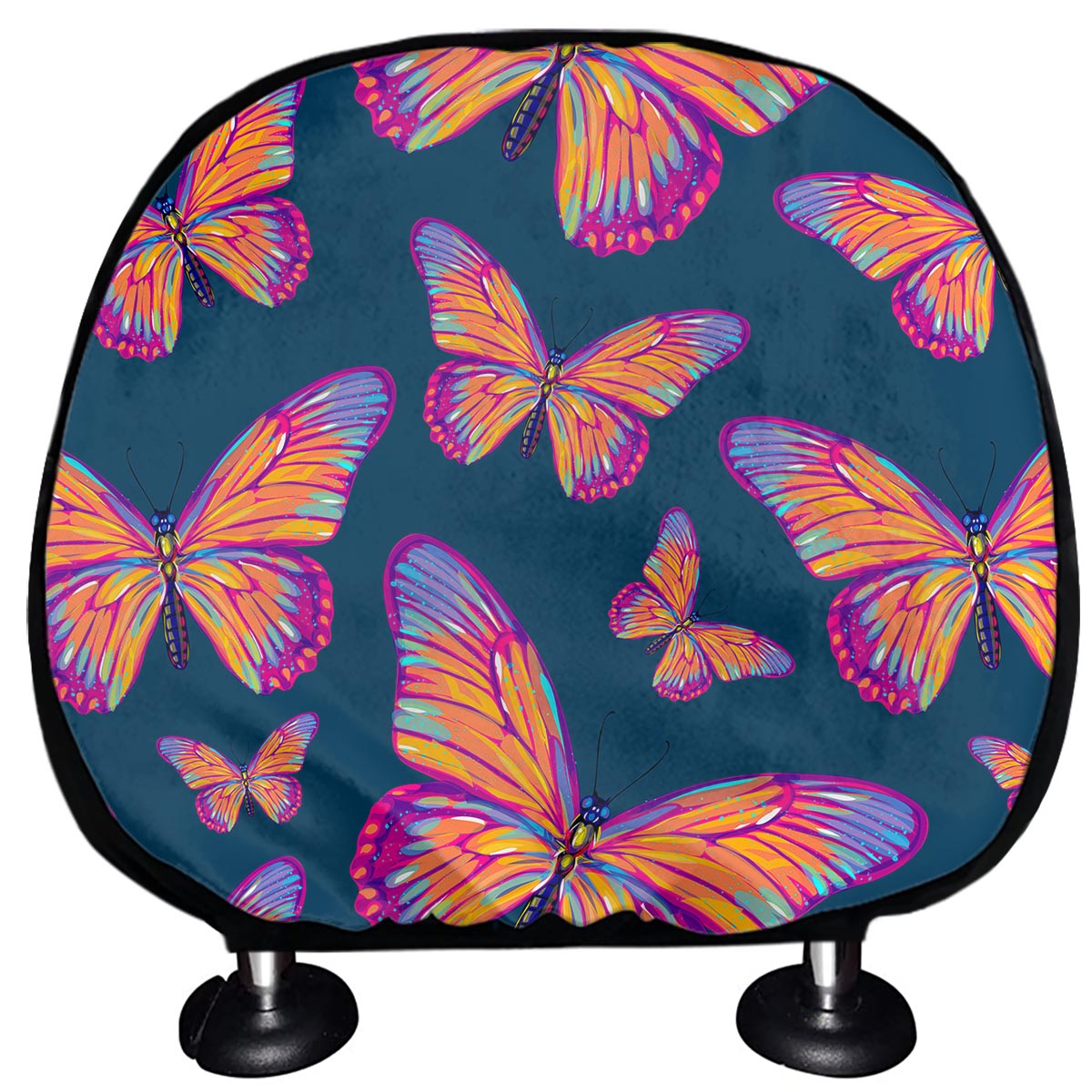 Orange And Purple Butterfly Print Car Headrest Covers – GearFrost