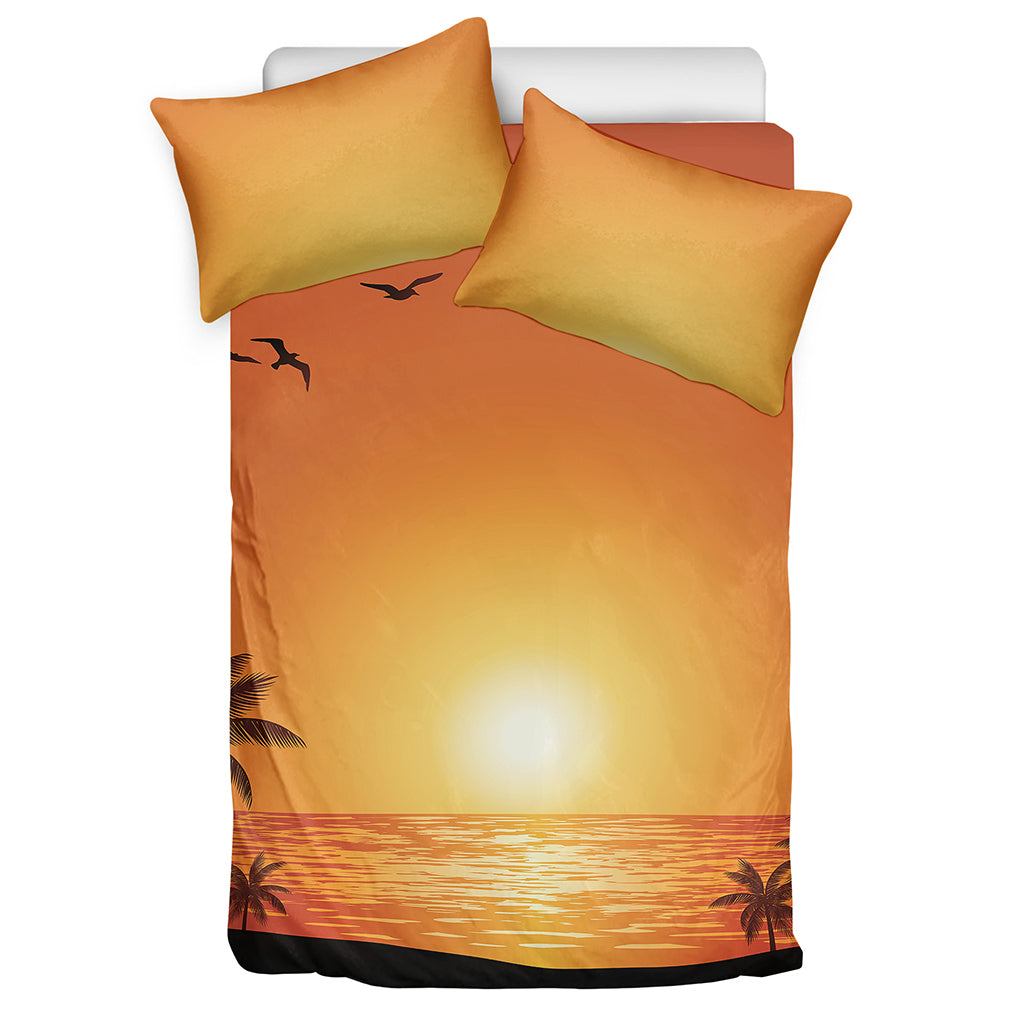 Palm Tree Beach Sunset Print Duvet Cover Bedding Set – GearFrost