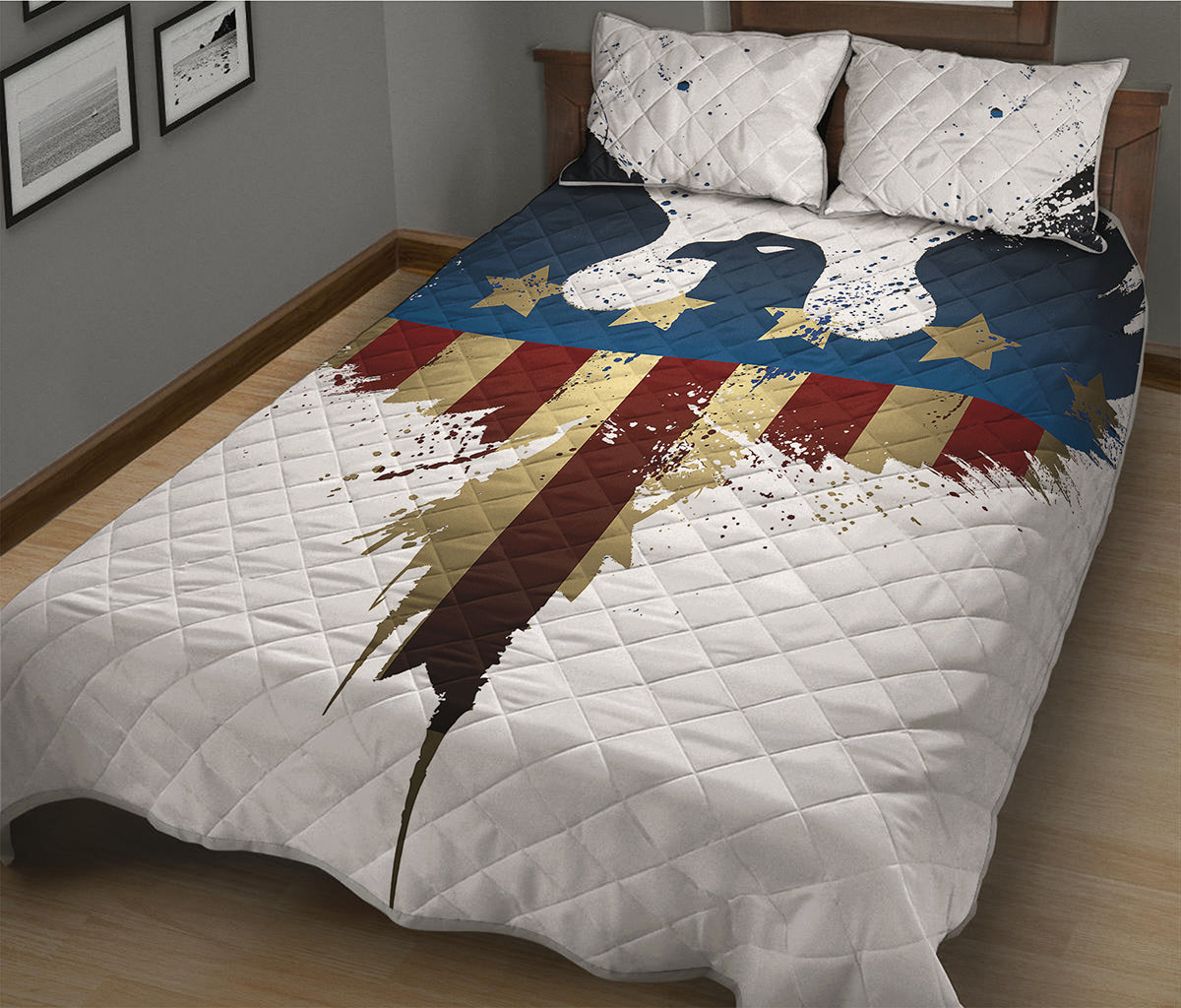 Patriotic American Eagle Print Quilt Bed Set – GearFrost