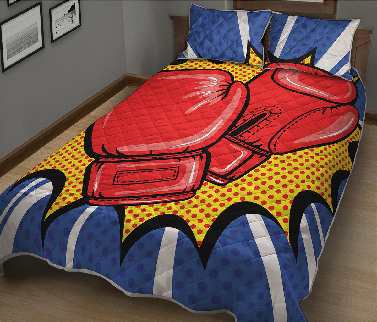 Pop Art Boxing Gloves Print Quilt Bed Set – GearFrost