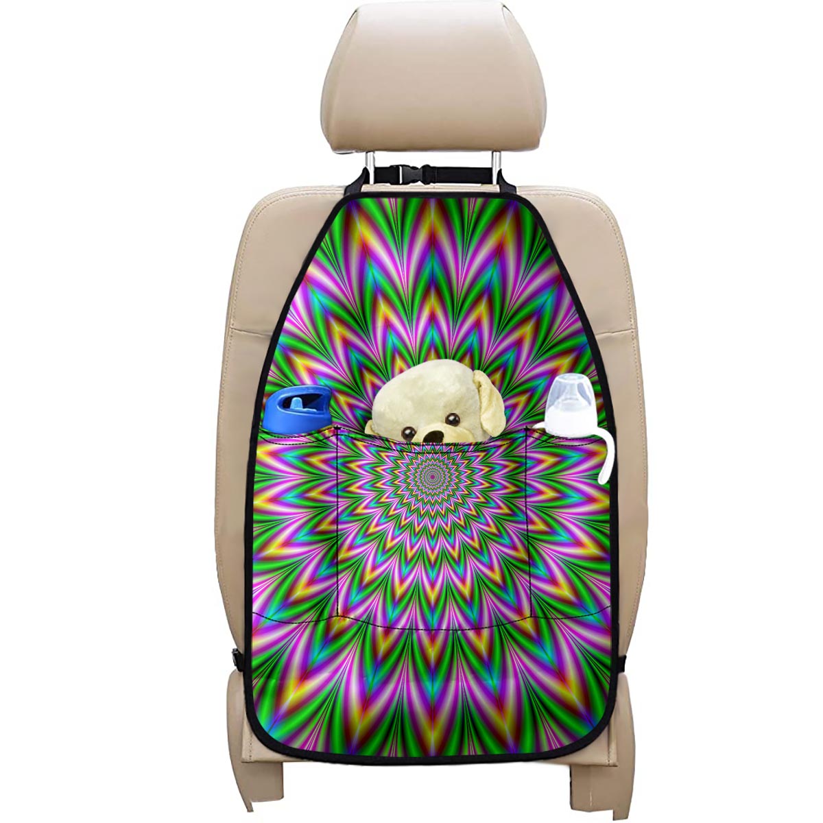 Psychedelic Radiant Optical Illusion Car Seat Organizers – GearFrost