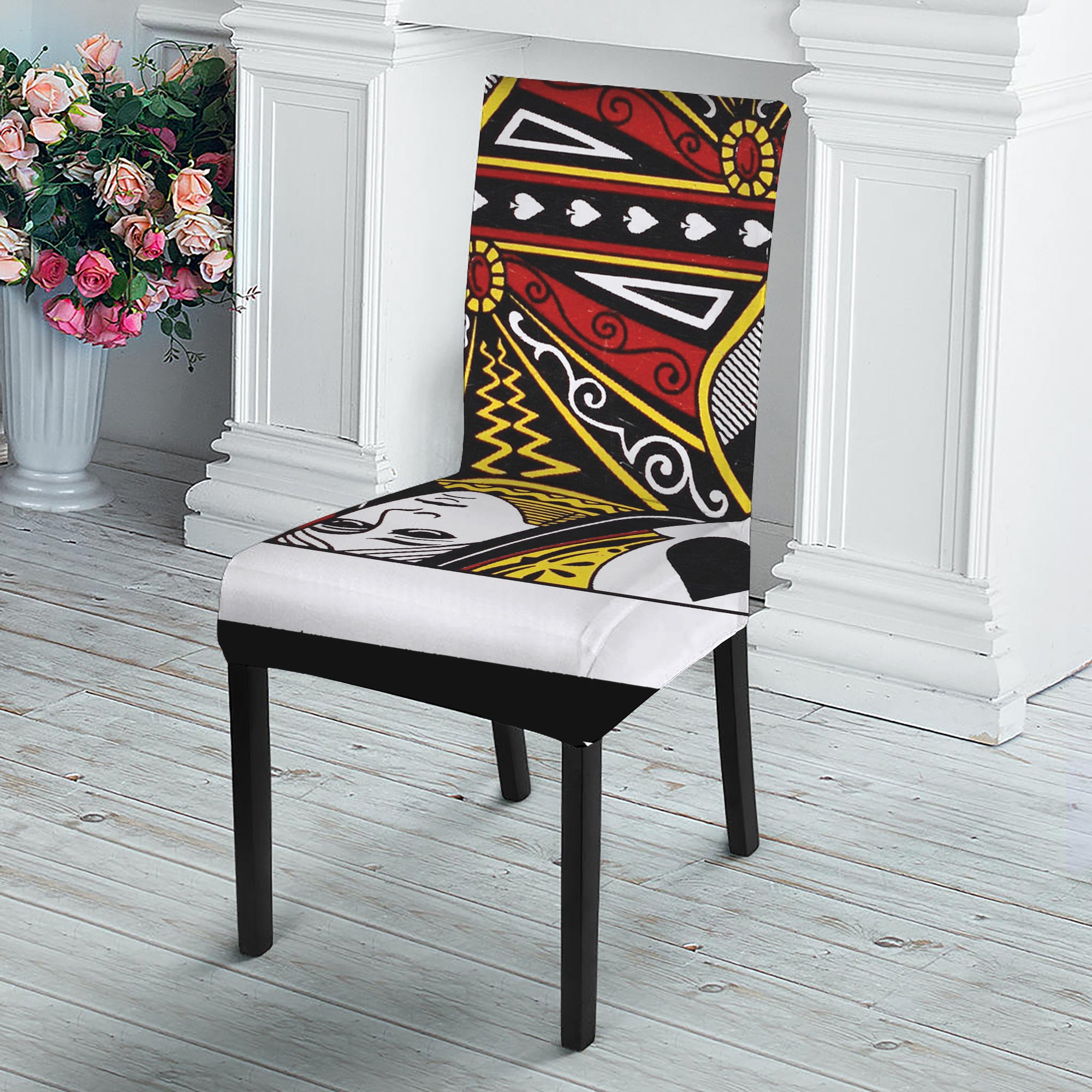 Queen Of Spades Playing Card Print Dining Chair Slipcover – GearFrost