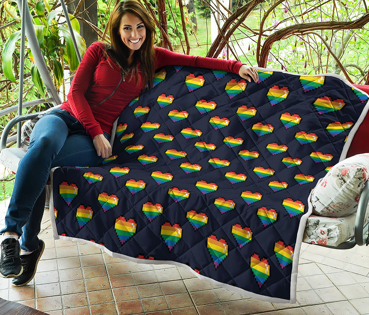 Rainbow Pixel 8-Bit LGBT Pride Heart Quilt – GearFrost