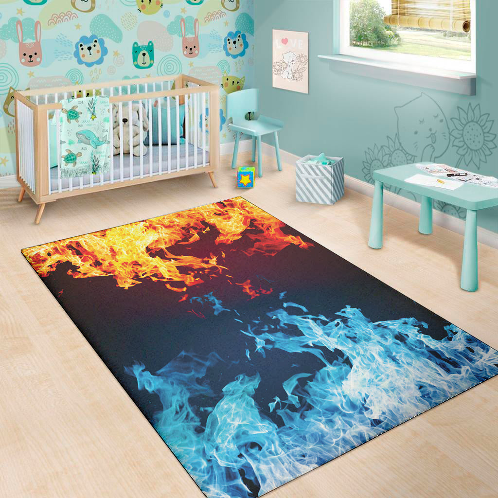 Red And Blue Fire Print Floor Mat – GearFrost