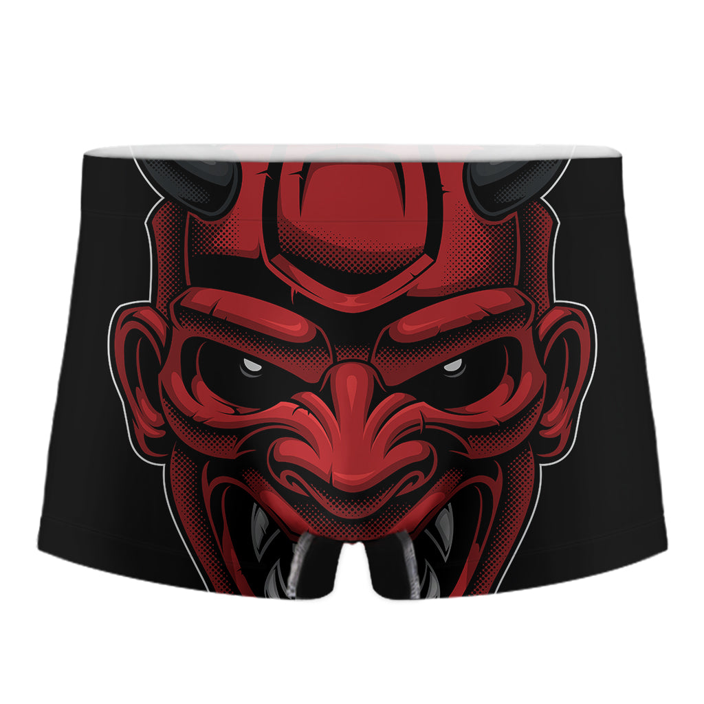Red Japanese Demon Mask Print Men's Boxer Briefs – GearFrost