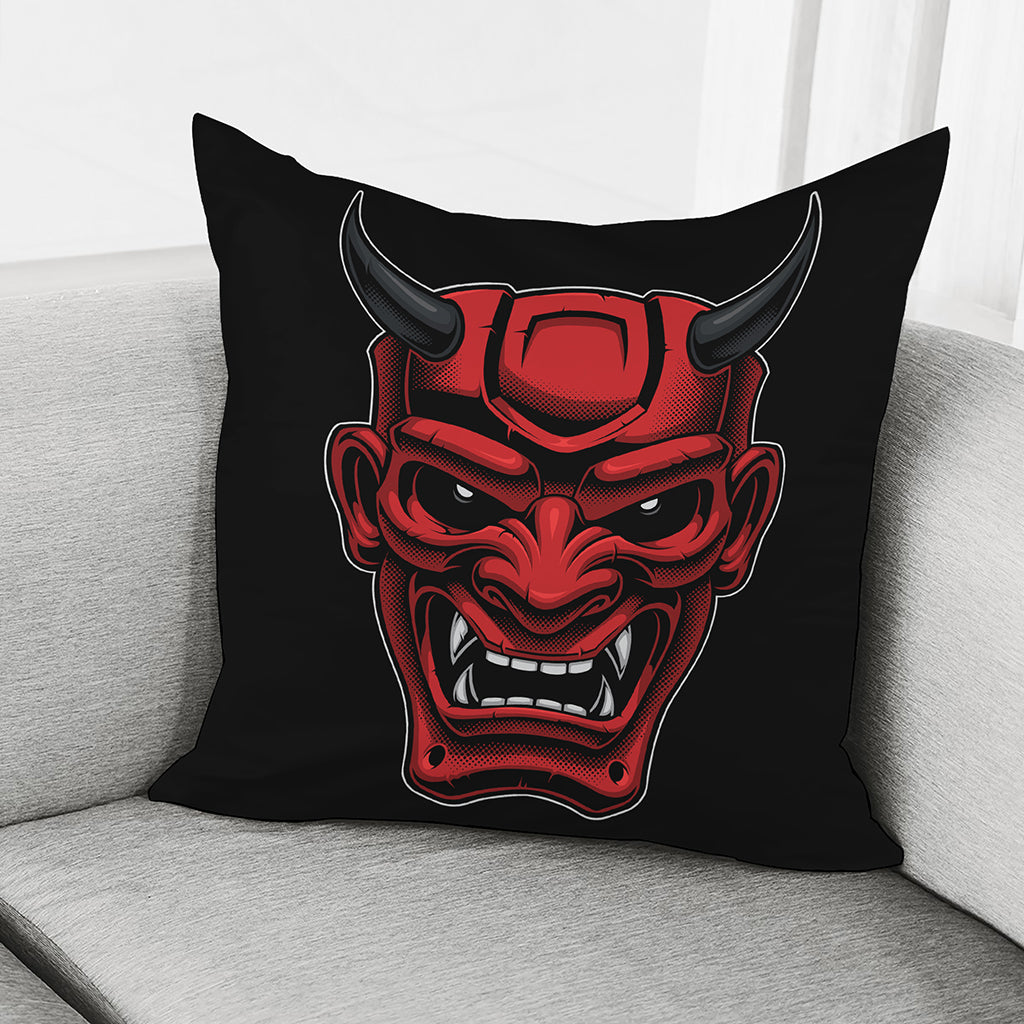 Red Japanese Demon Mask Print Pillow Cover – GearFrost