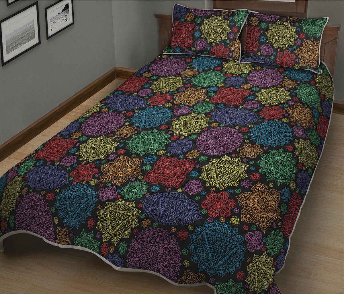 Seven Chakras Flowers Pattern Print Quilt Bed Set – GearFrost